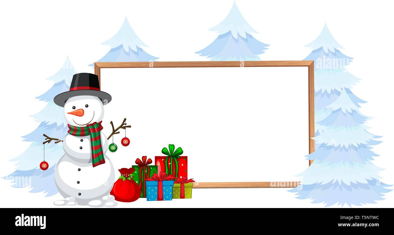 Snowman with holiday frame illustration Stock Vector Image & Art - Alamy