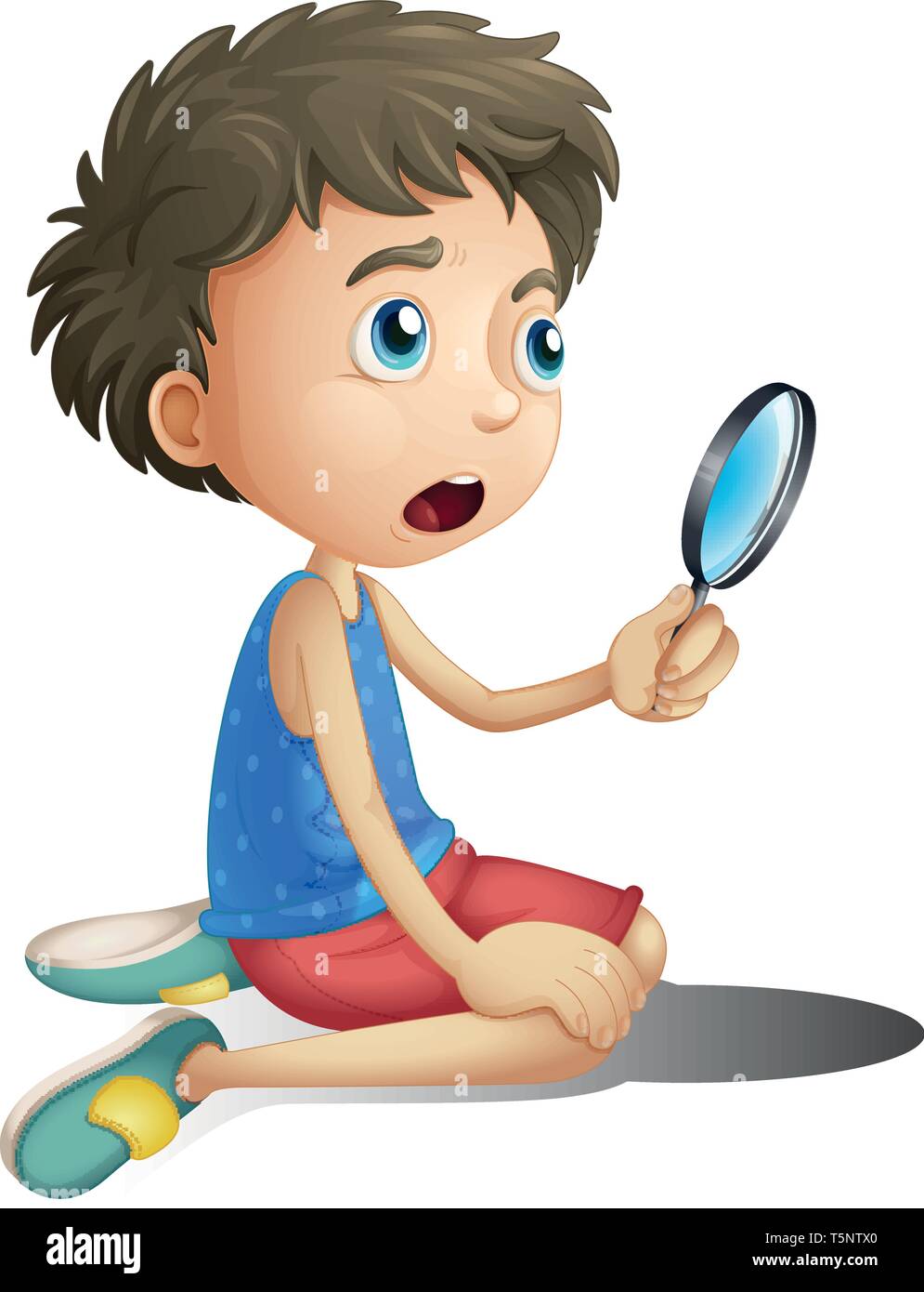 A boy with magnifying glass illustration Stock Vector Image & Art - Alamy