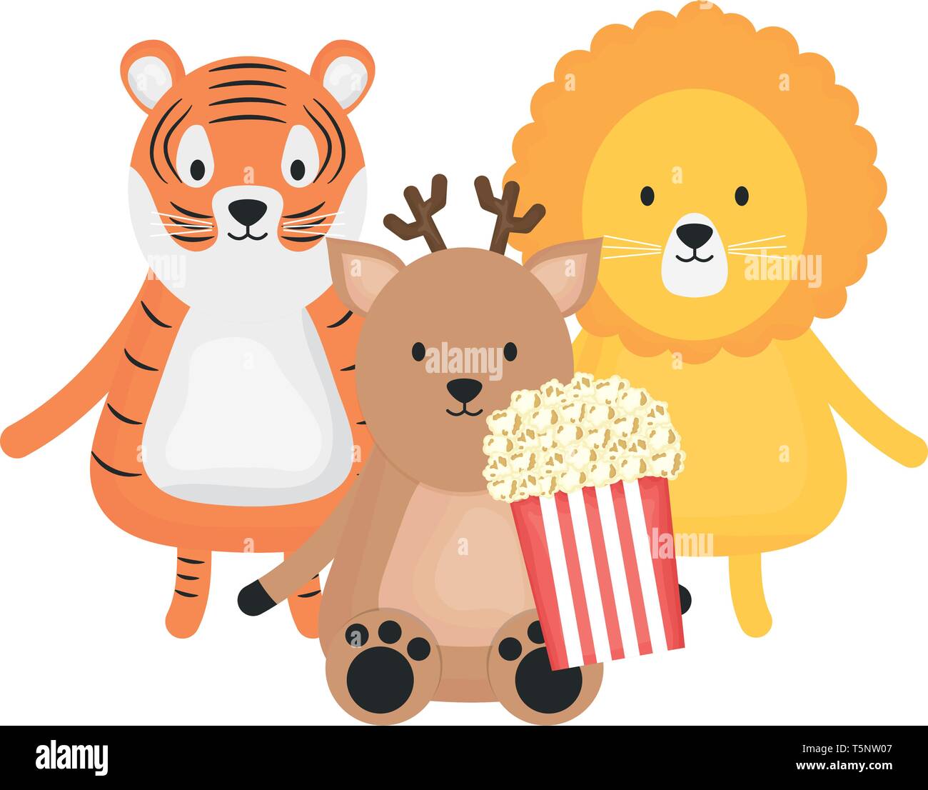 cute group animals childish characters vector illustration design Stock ...