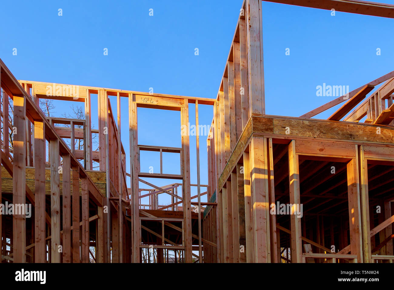 Framing beam of new house under construction home beam construction ...