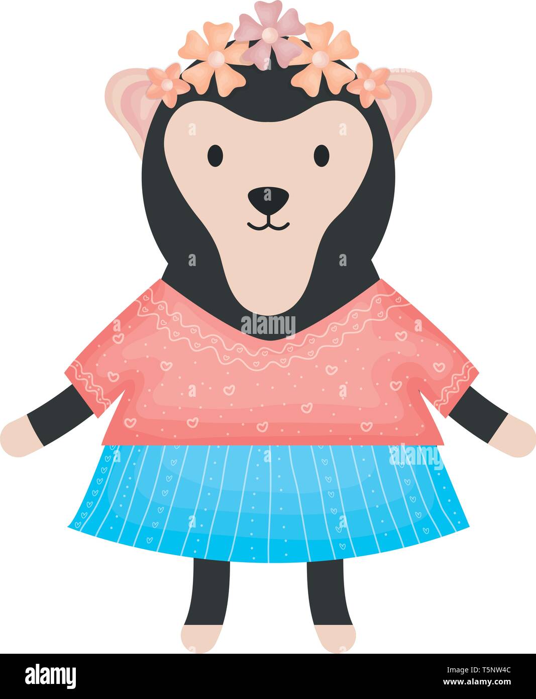 cute female monkey childish character vector illustration design Stock ...