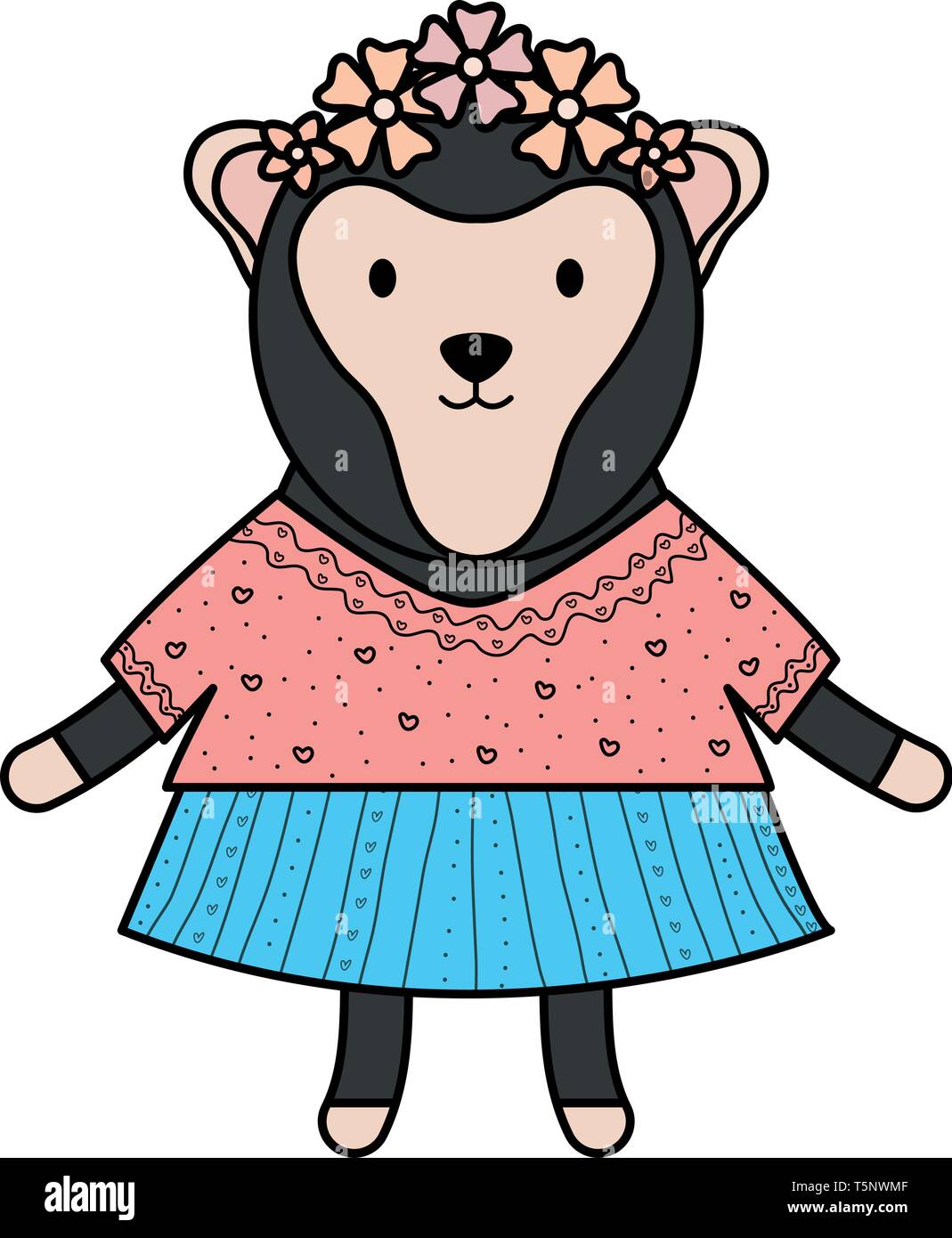 cute female monkey childish character vector illustration design Stock ...