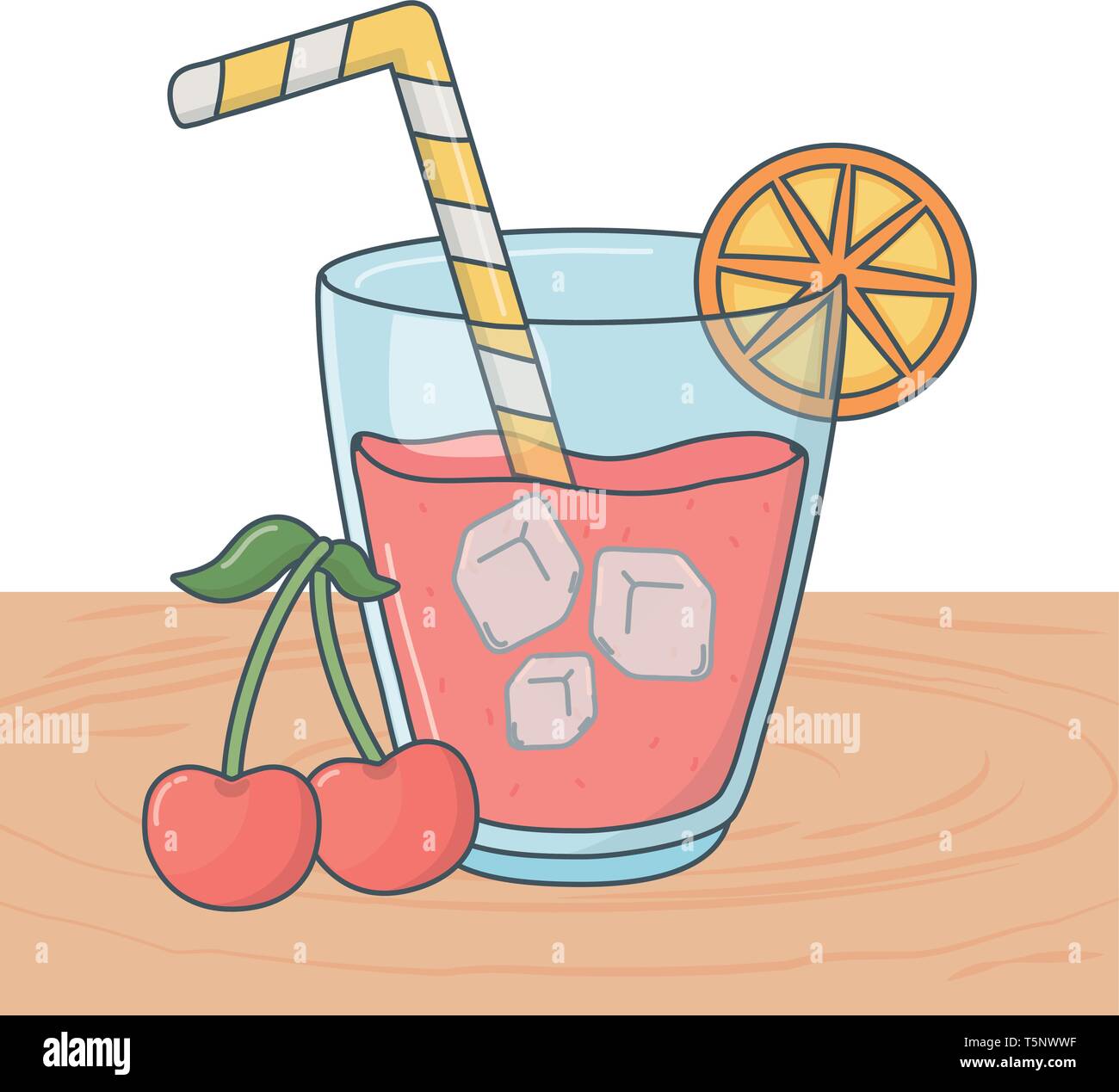 delicious healthy meal juice with fruits mix over wooden table cartoon ...