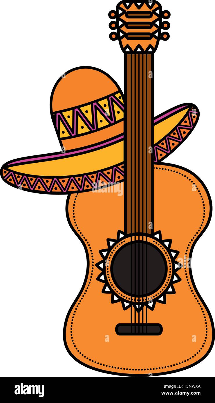 guitar with mexican hat vector illustration design Stock Vector Image ...