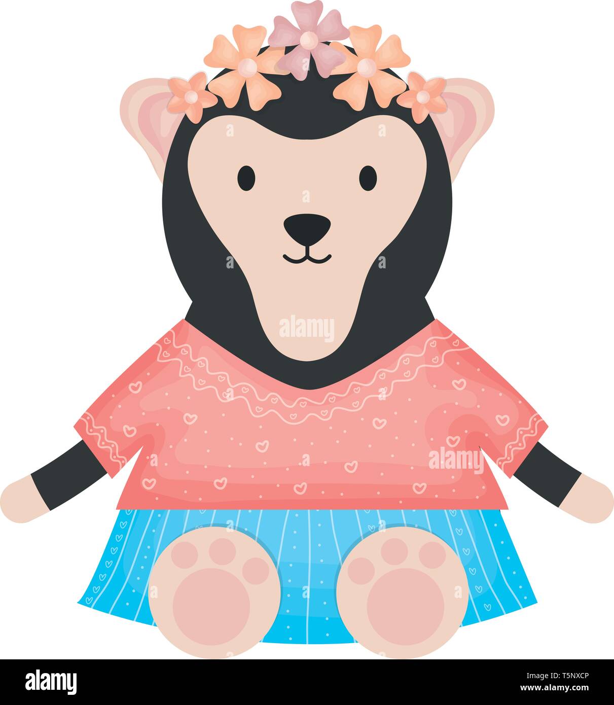 cute female monkey childish character vector illustration design Stock ...