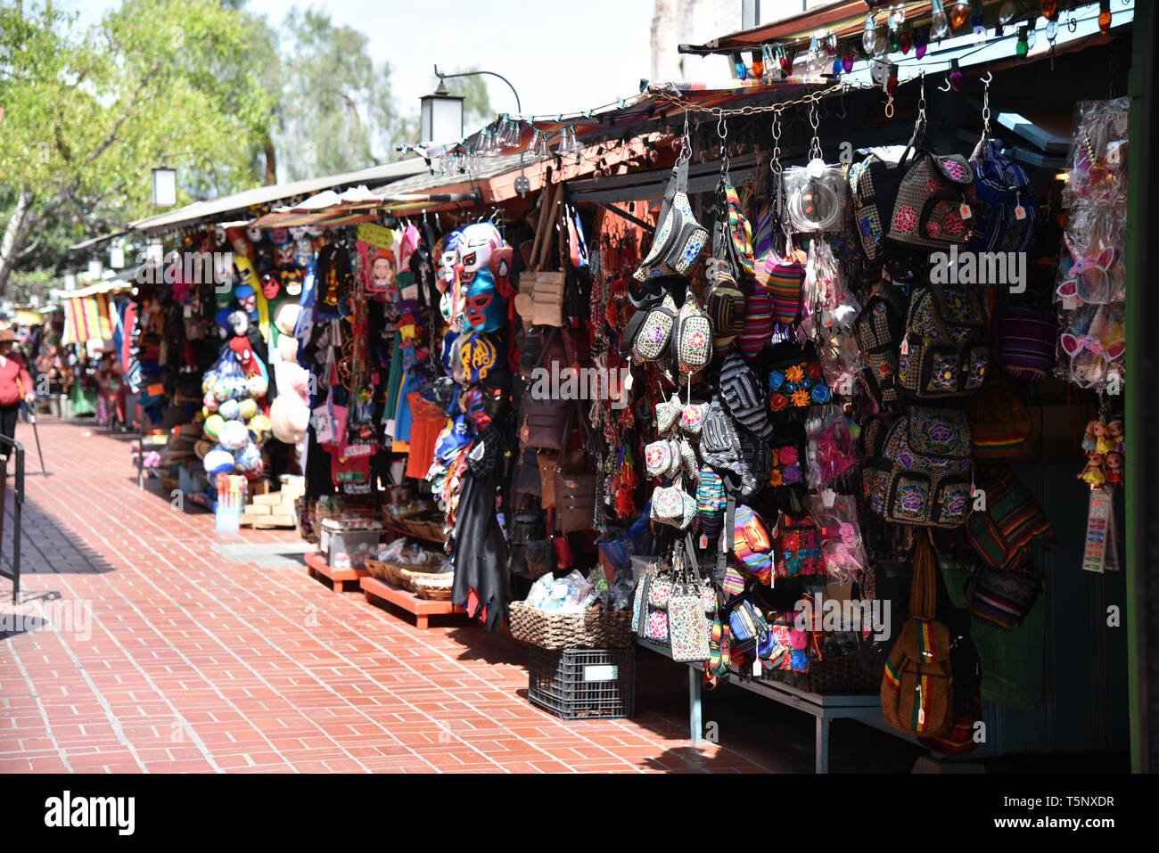 LOS ANGELES, CA/USA - APRIL 14, 2019: Artisan booths on Olvera Street ...