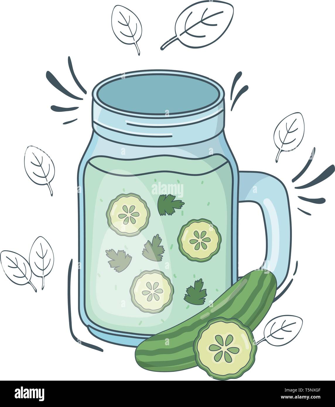 delicious healthy meal juice with fruits mix cartoon vector ...