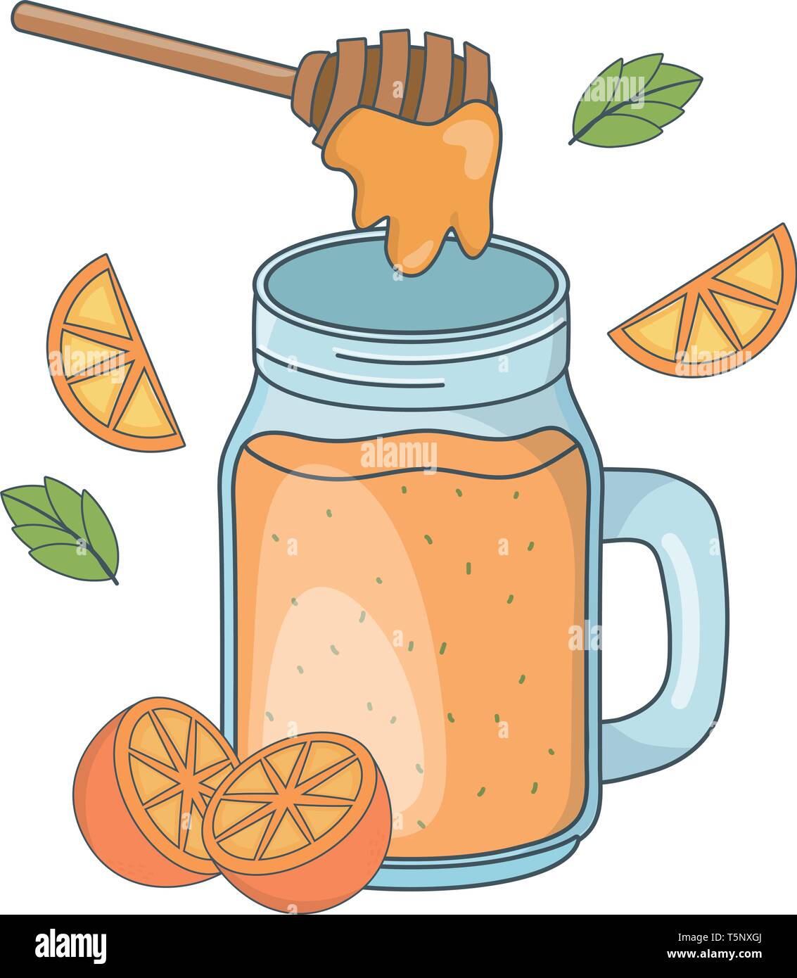 delicious healthy meal juice with fruits mix cartoon vector ...