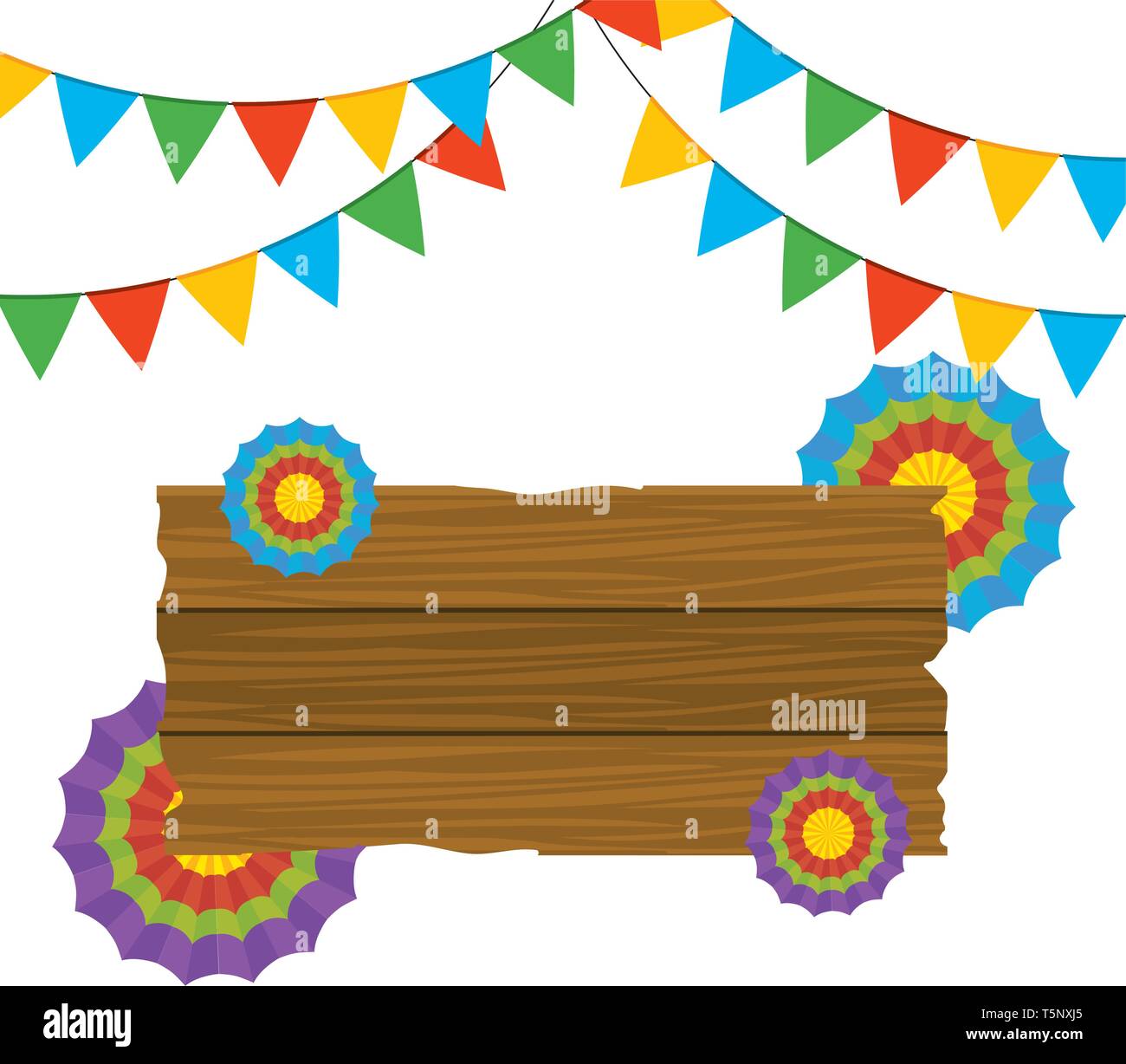 festive party wooden frame celebration scene cartoon vector ...