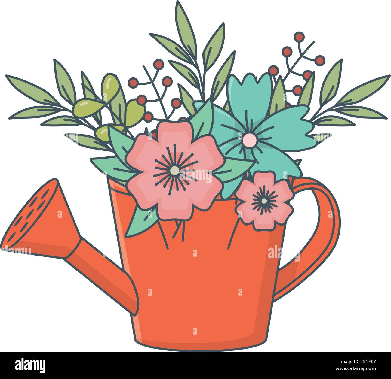 Watering Can And Flowers Clipart