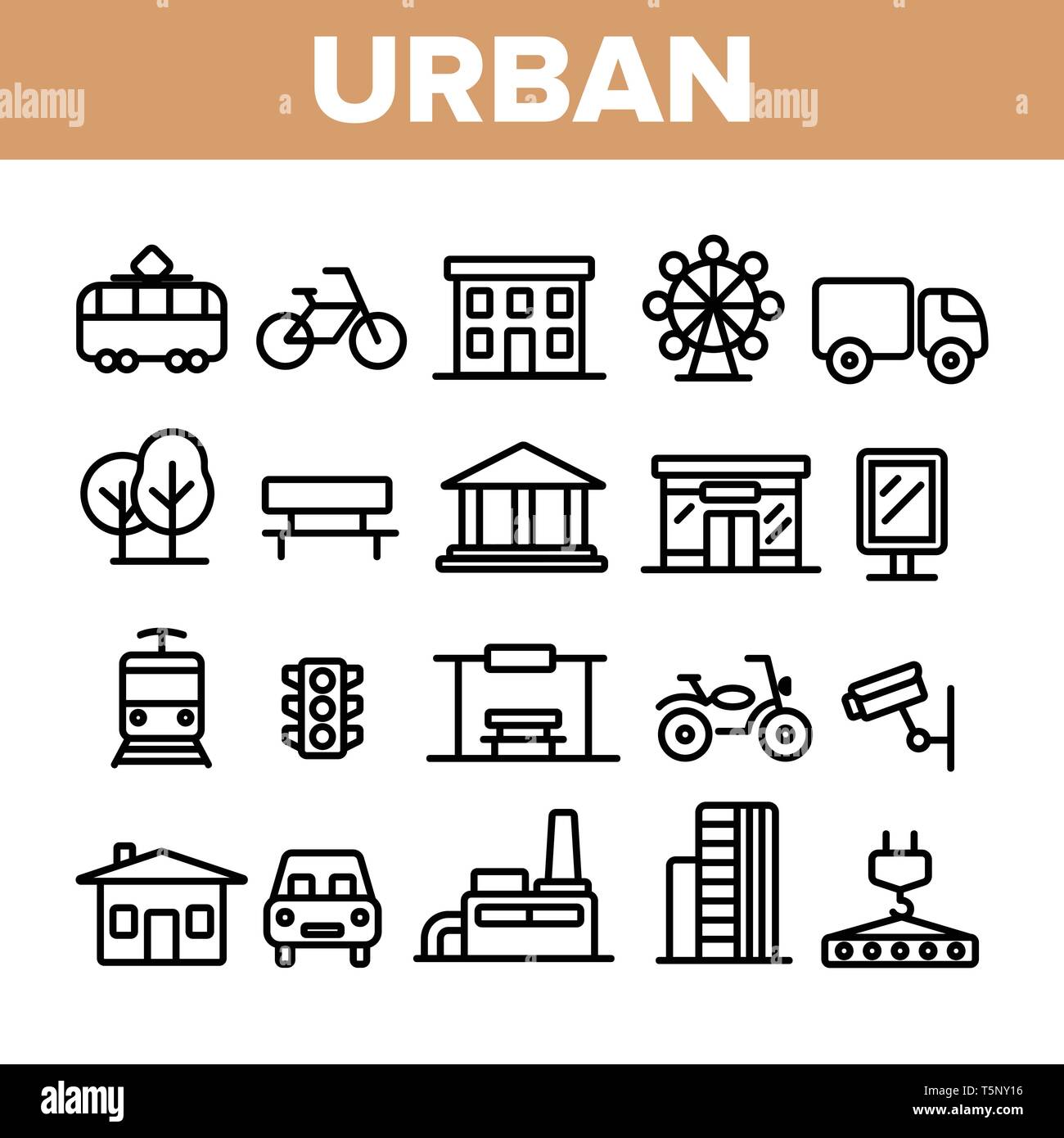 Urban, City Life Thin Line Icons Set Stock Vector Image & Art - Alamy