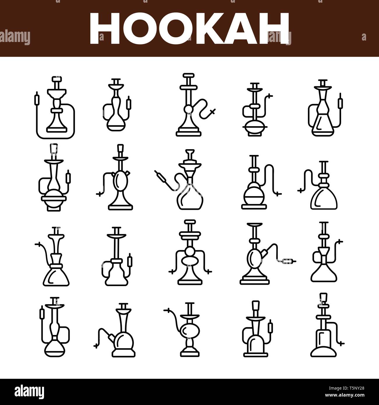 Hookah, Smoking Device Vector Linear Icons Set Stock Vector Image & Art ...