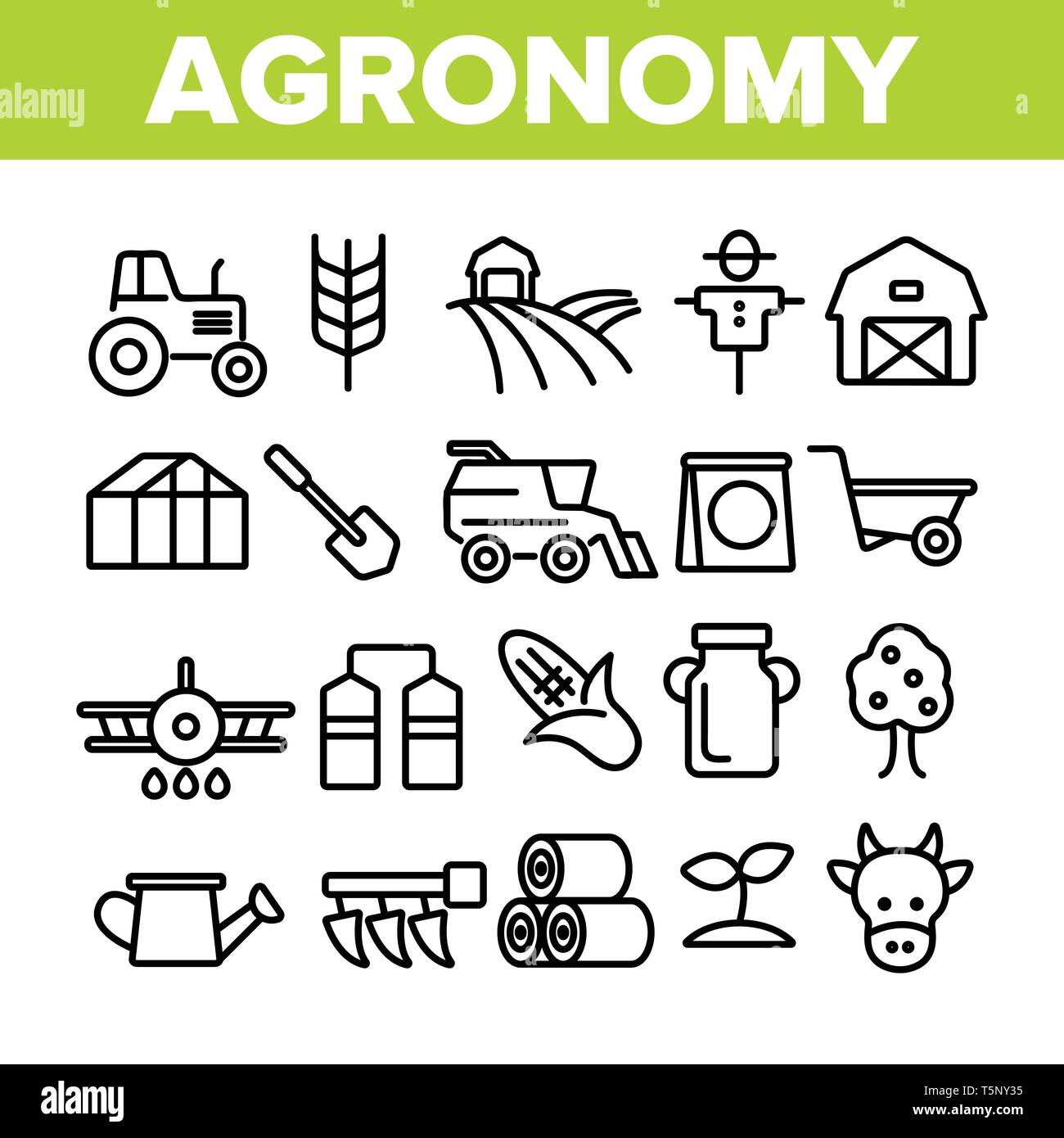 Agronomy Industry Vector Thin Line Icons Set Stock Vector Image & Art ...