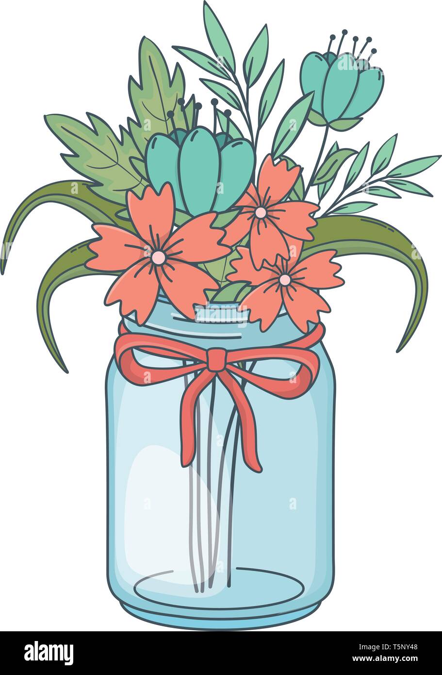 beautiful nature flowers inside decoration mason jar bottle plant pot ...