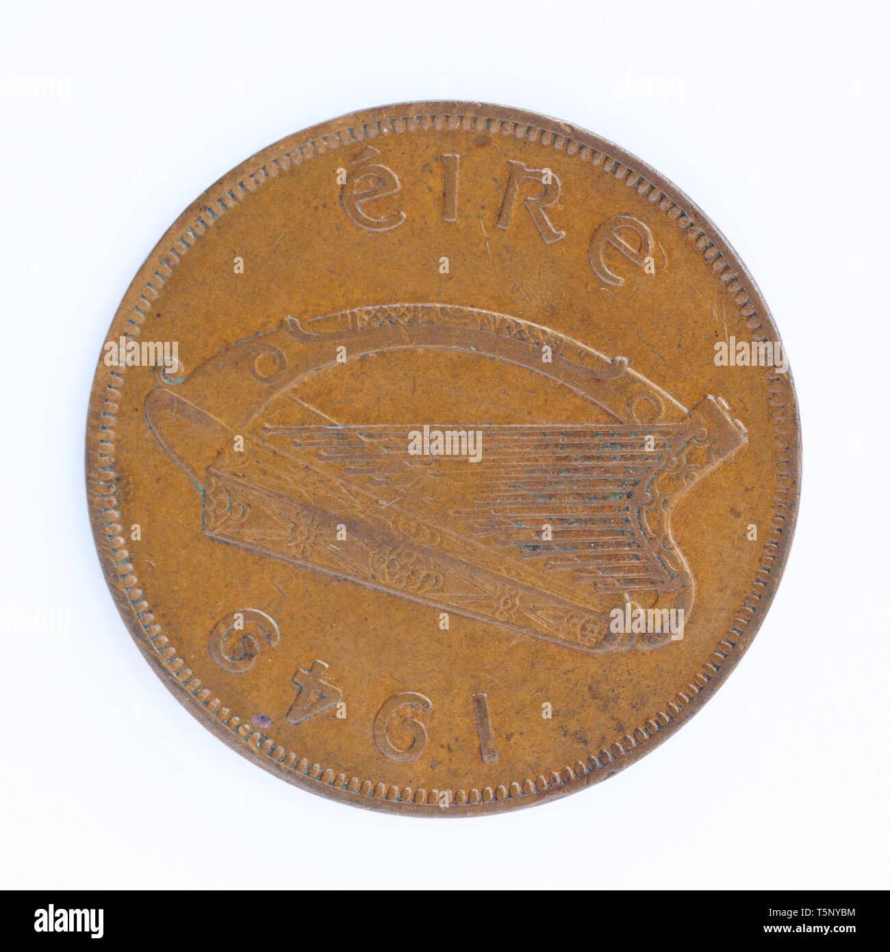 Irish one penny coin - 1949 Stock Photo - Alamy
