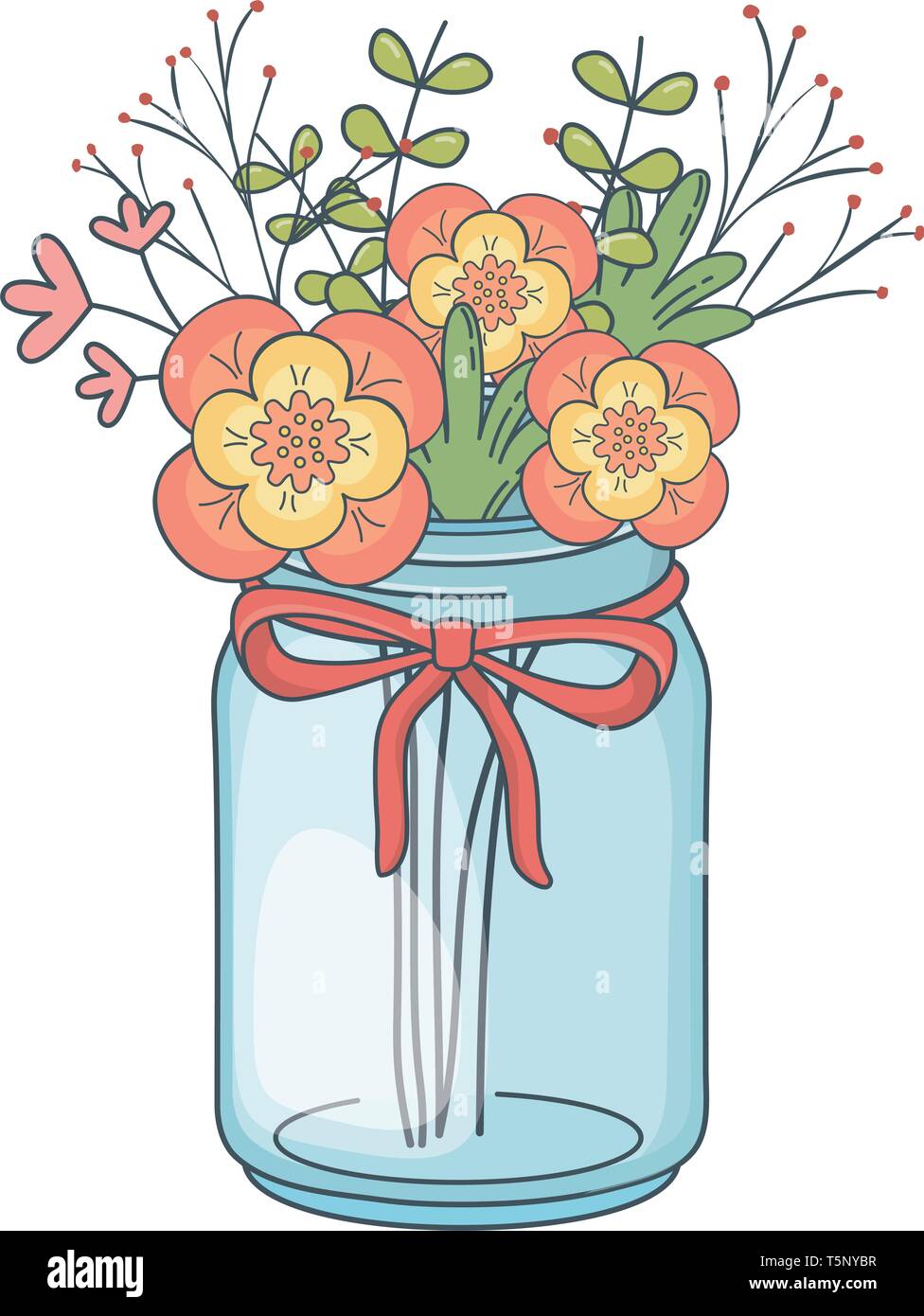 beautiful nature flowers inside decoration mason jar bottle plant pot ...