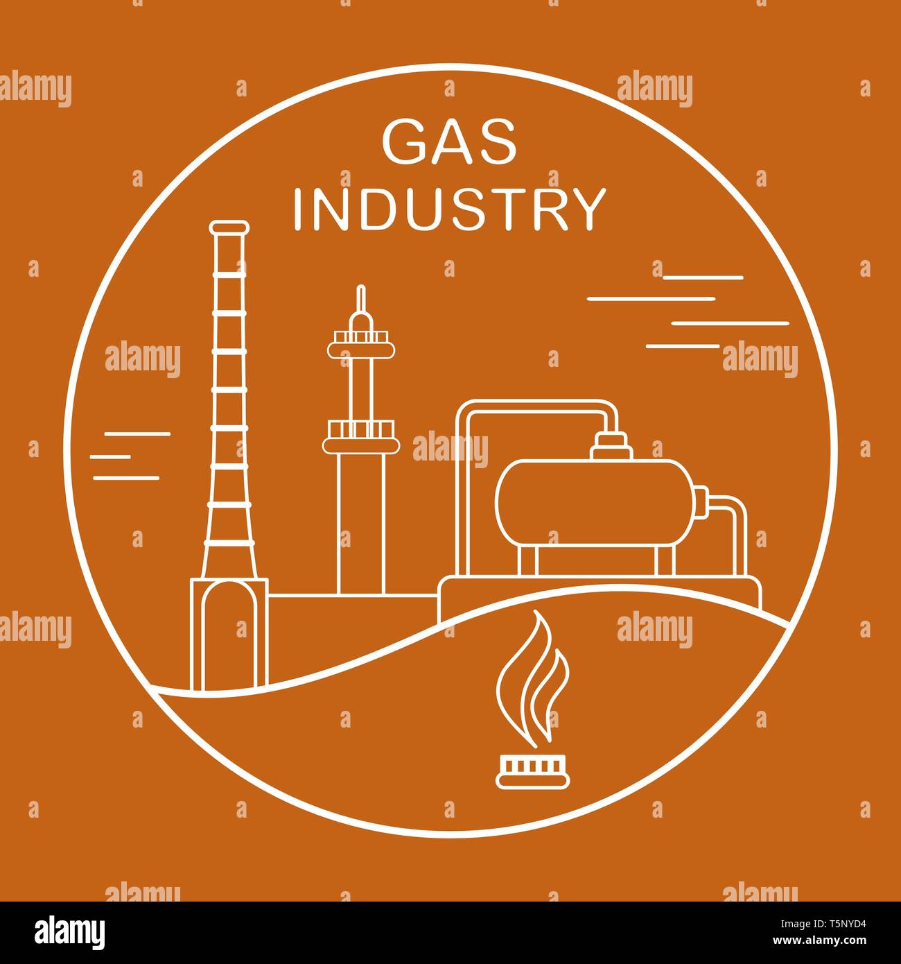 Vector illustration with equipment for gas production. Gas industry ...