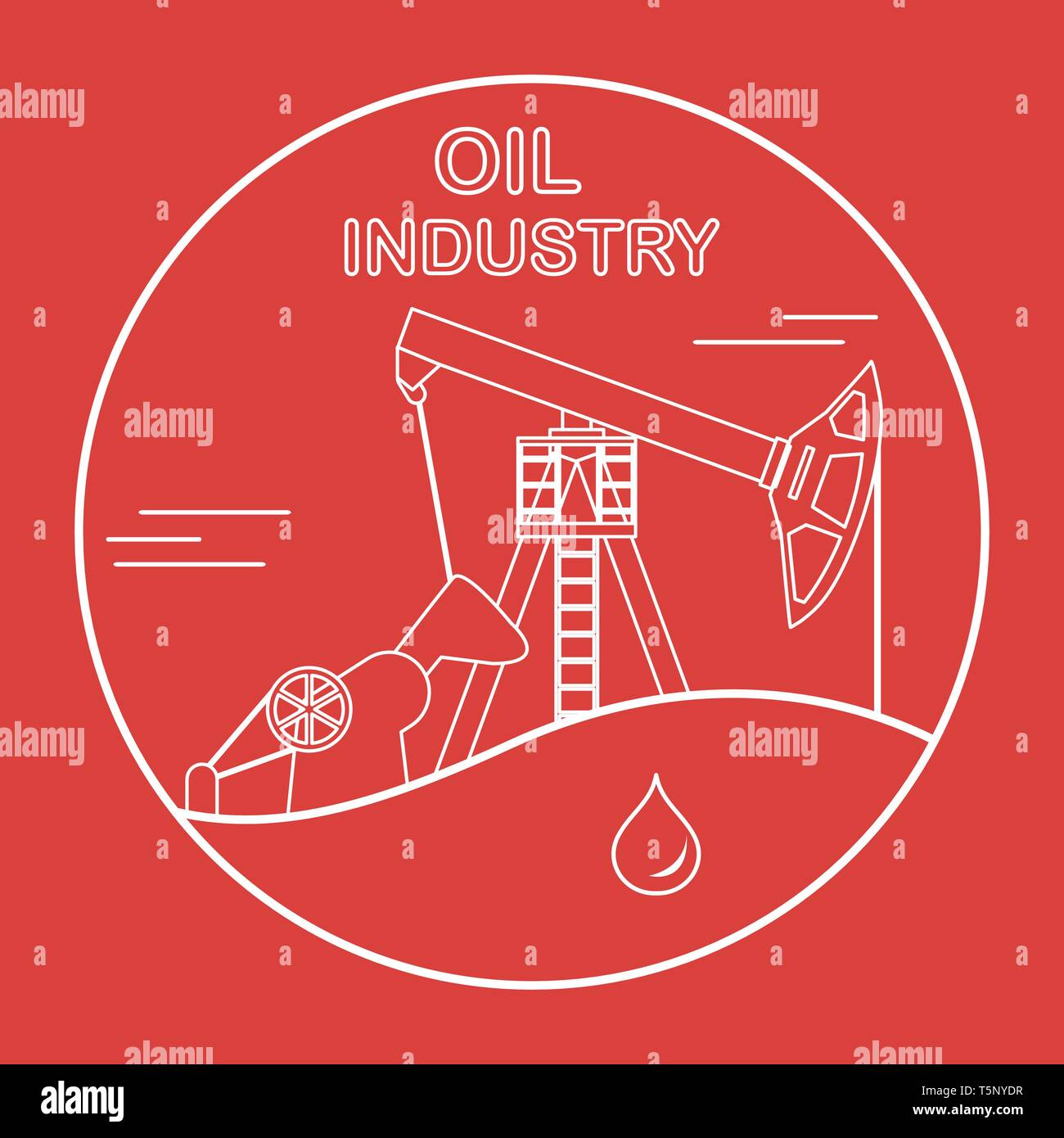 Vector illustration with equipment for oil production. Oil industry ...
