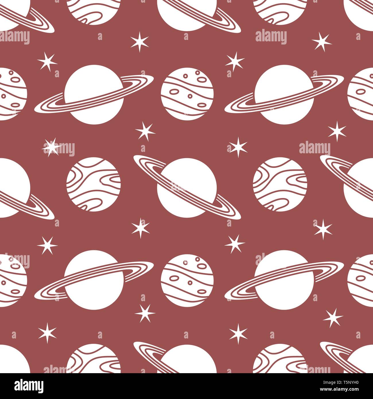Seamless vector pattern with planets, Saturn, stars. Space exploration ...