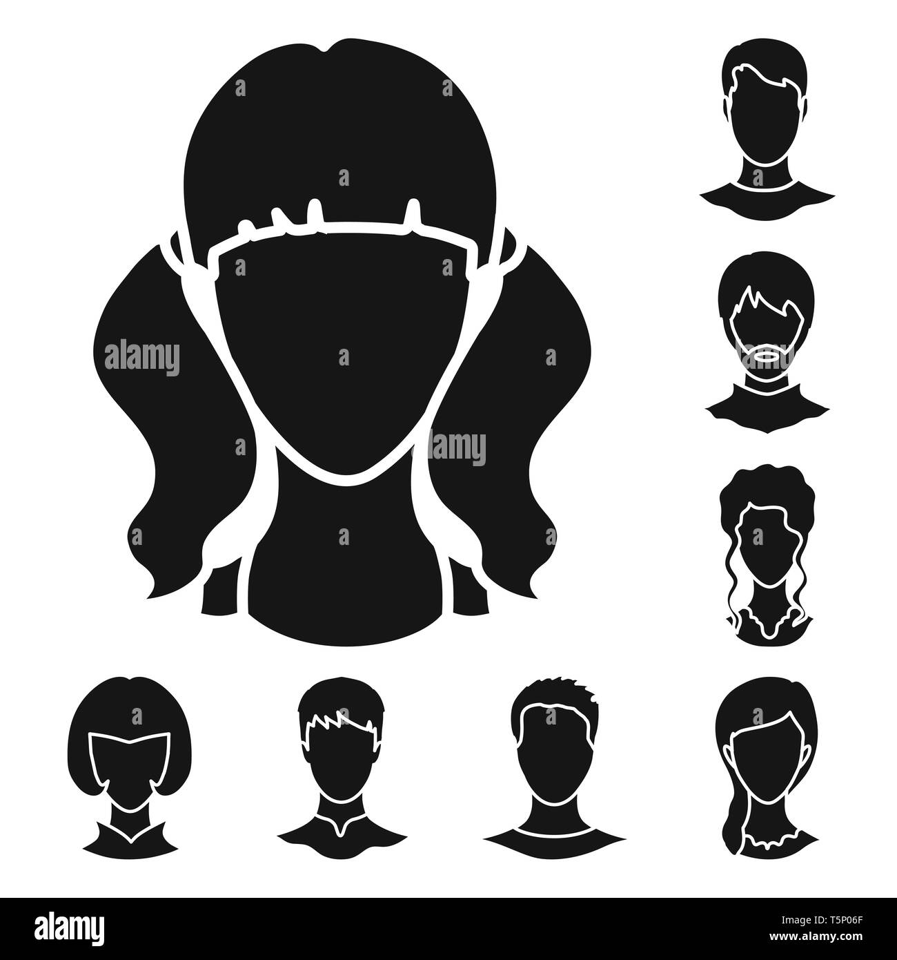 Vector illustration of character and profile symbol. Set of character ...