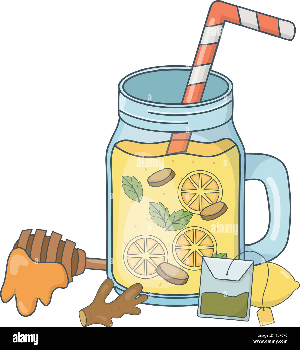 delicious healthy meal juice with fruits mix cartoon vector ...