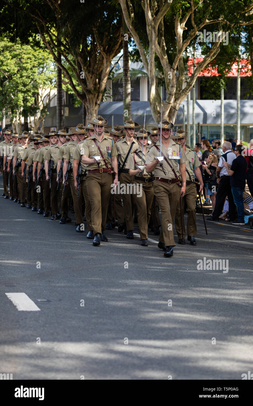 Australian Army Cadets dressed in full formal uniform, marching ...