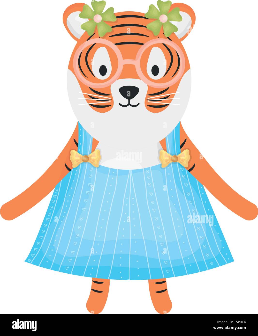 cute female tiger childish character vector illustration design Stock ...