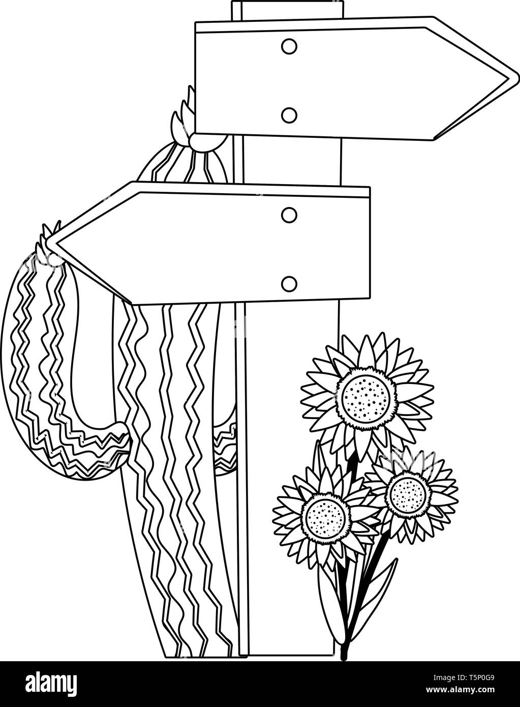 wooden sign frame with farm country style elements cartoon vector ...