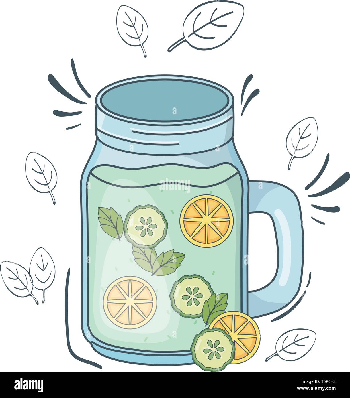 delicious healthy meal juice with fruits mix cartoon vector ...