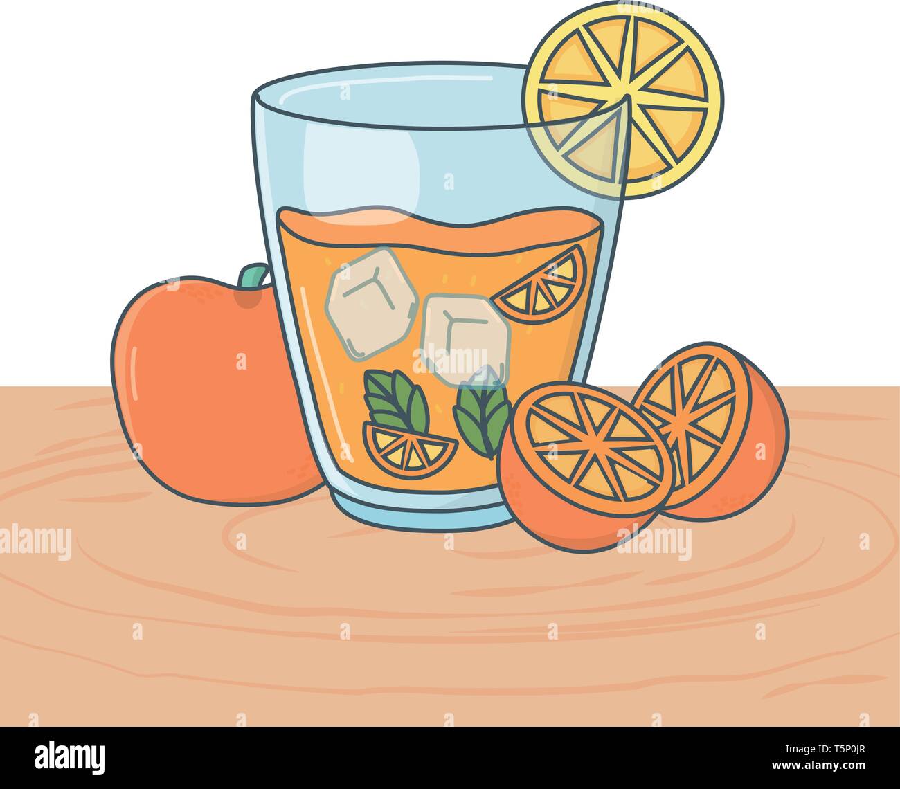 delicious healthy meal juice with fruits mix over wooden table cartoon ...