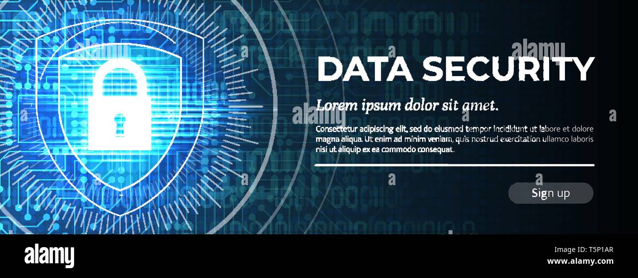 Data Security. The Blue Digital Background. Vector Stock Vector Image ...