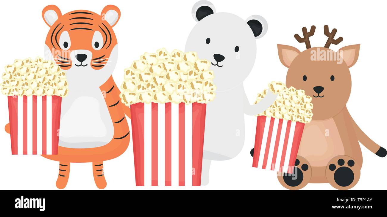 cute group animals childish characters vector illustration design Stock ...