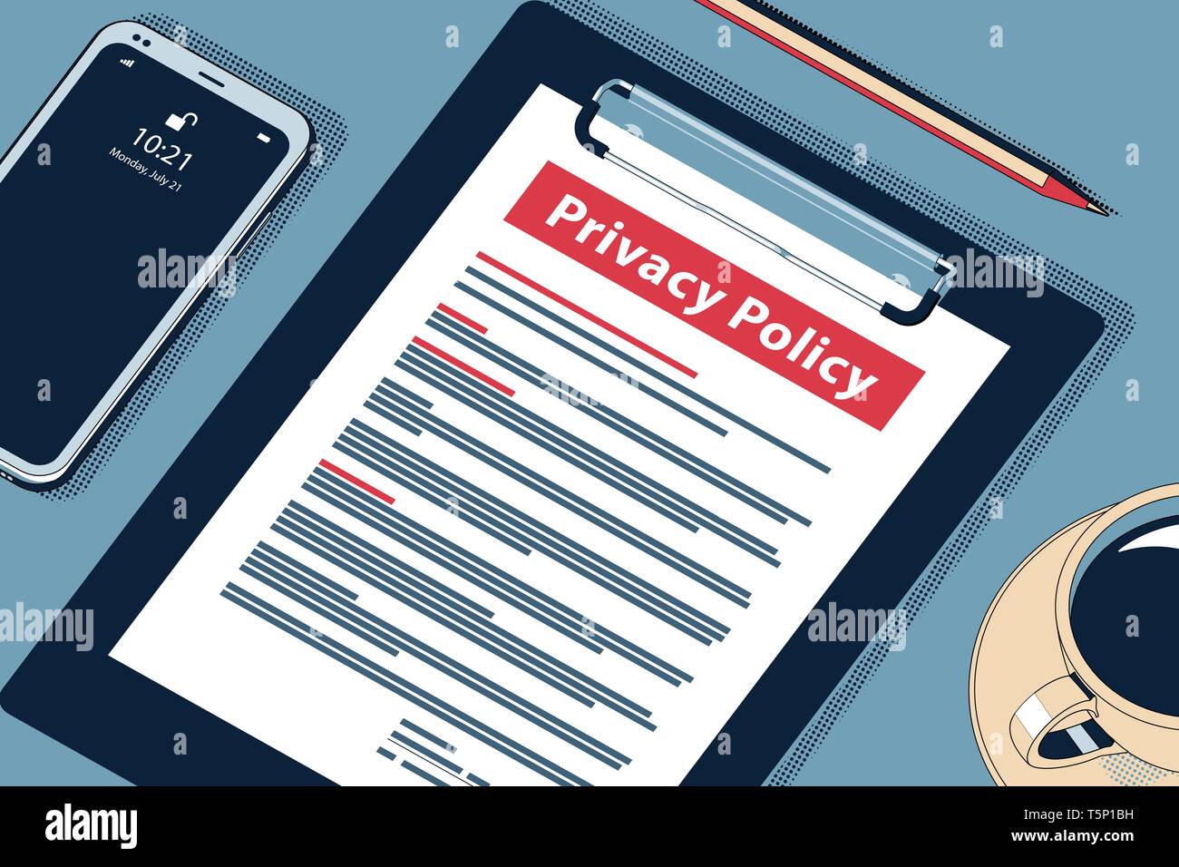 Privacy Policy - Beauteous Vector Halftone Isometric Illustration Stock ...