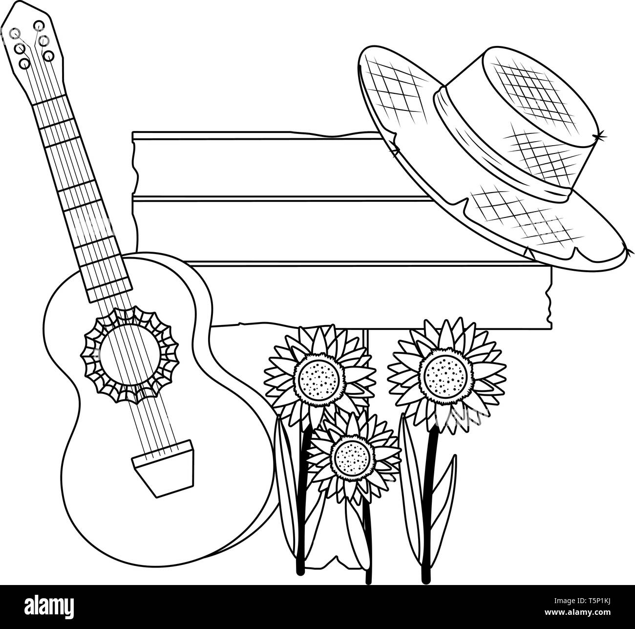 wooden sign frame with farm country style elements cartoon vector ...