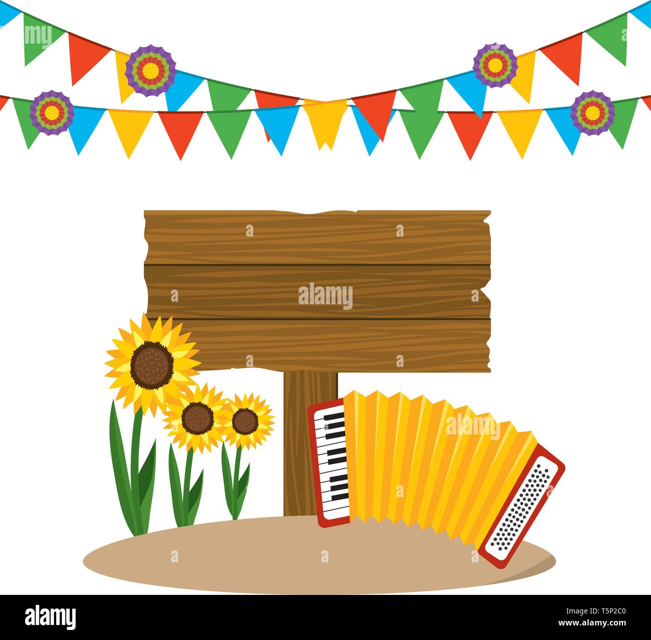 wooden sign frame with farm country style elements cartoon vector ...