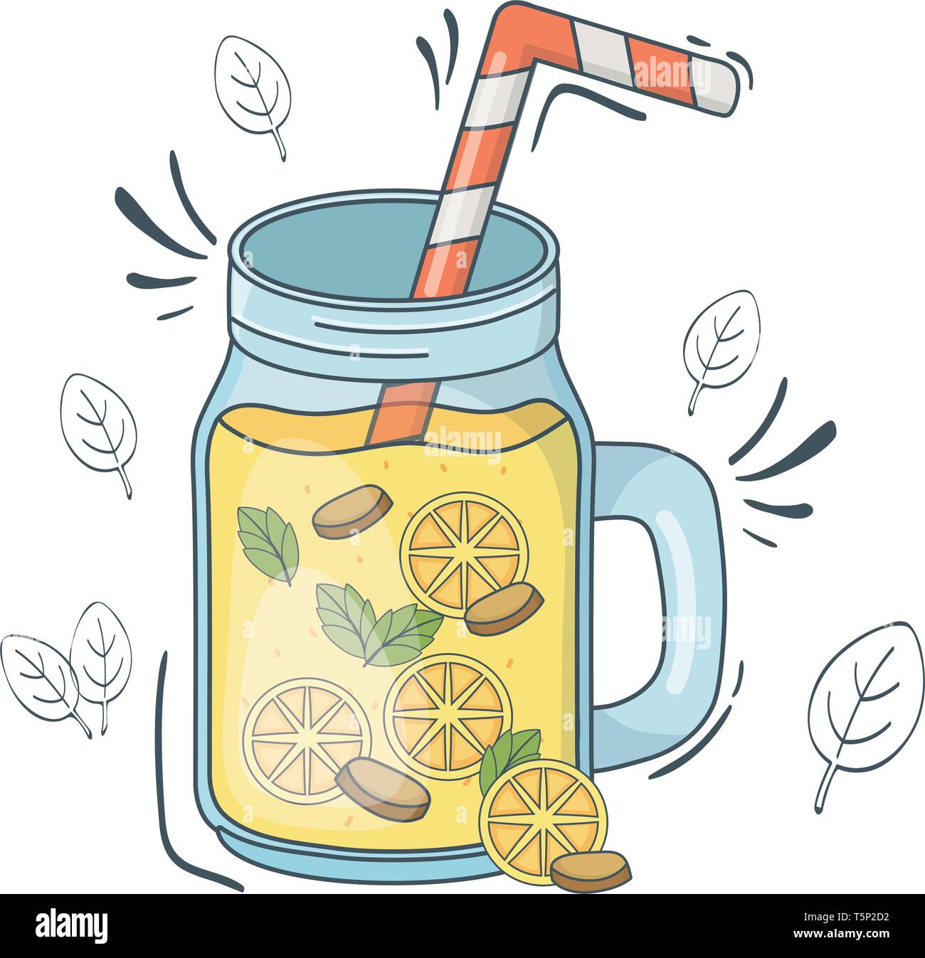 delicious healthy meal juice with fruits mix cartoon vector ...