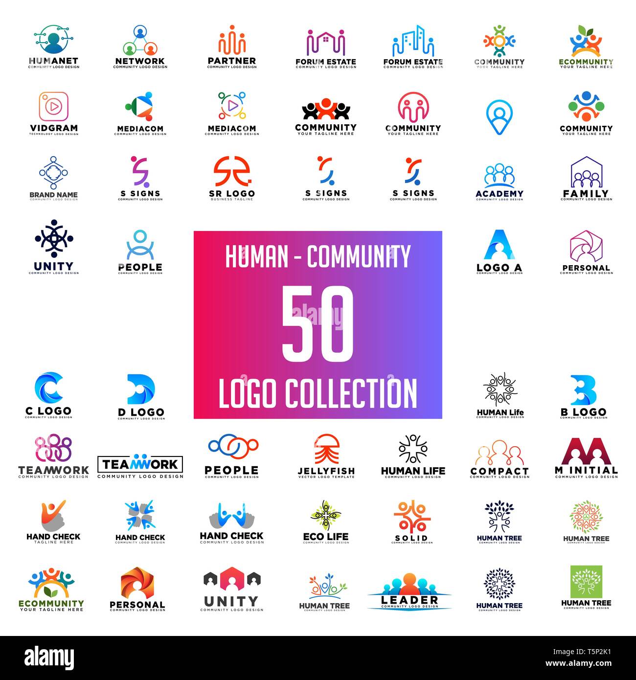 community people logo collection vector design, teamwork logo set ...