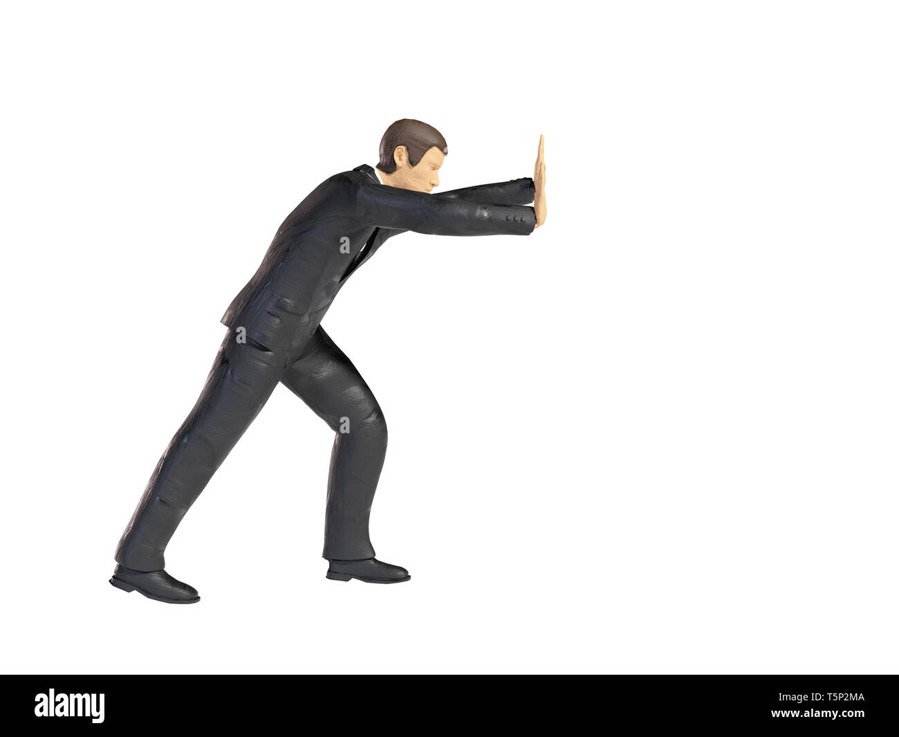 toy miniature businessman pushing figure lifting, figurine concept ...