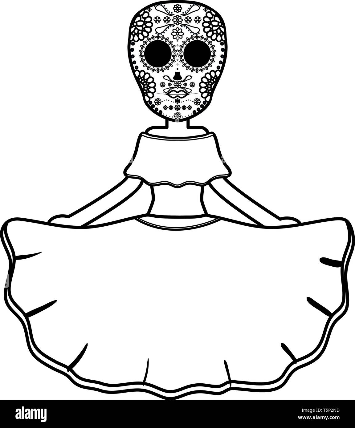 traditional katrina mexican character vector illustration design Stock ...