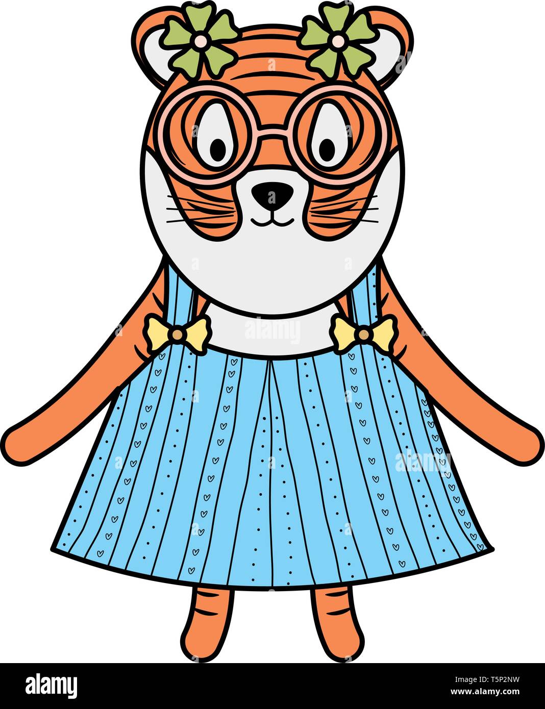 cute female tiger childish character vector illustration design Stock ...