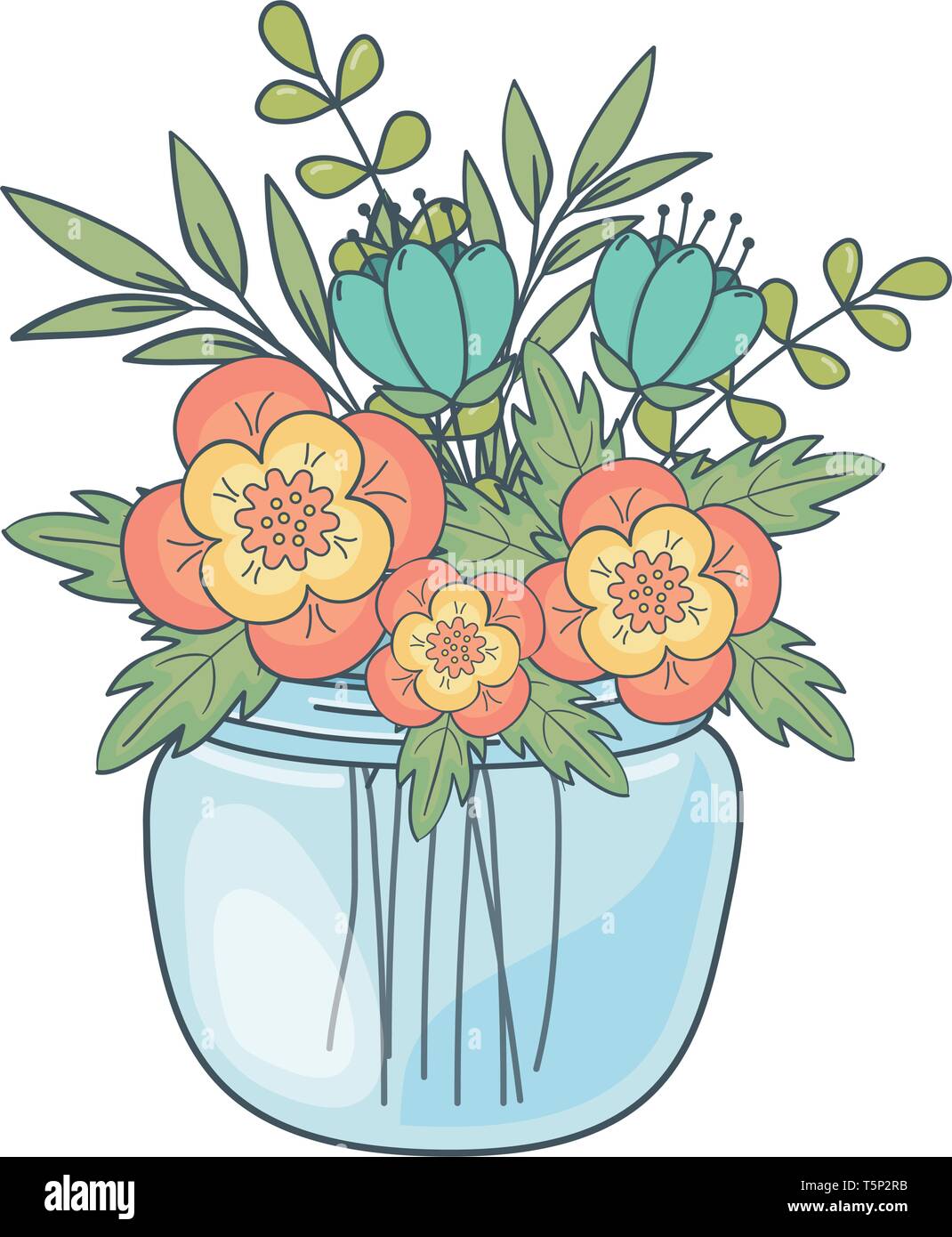 beautiful nature flowers inside decoration mason jar bottle plant pot ...