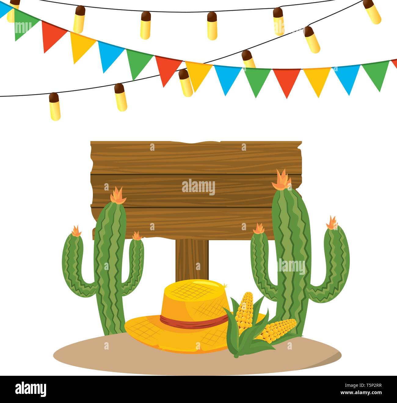 wooden sign frame with farm country style elements cartoon vector ...