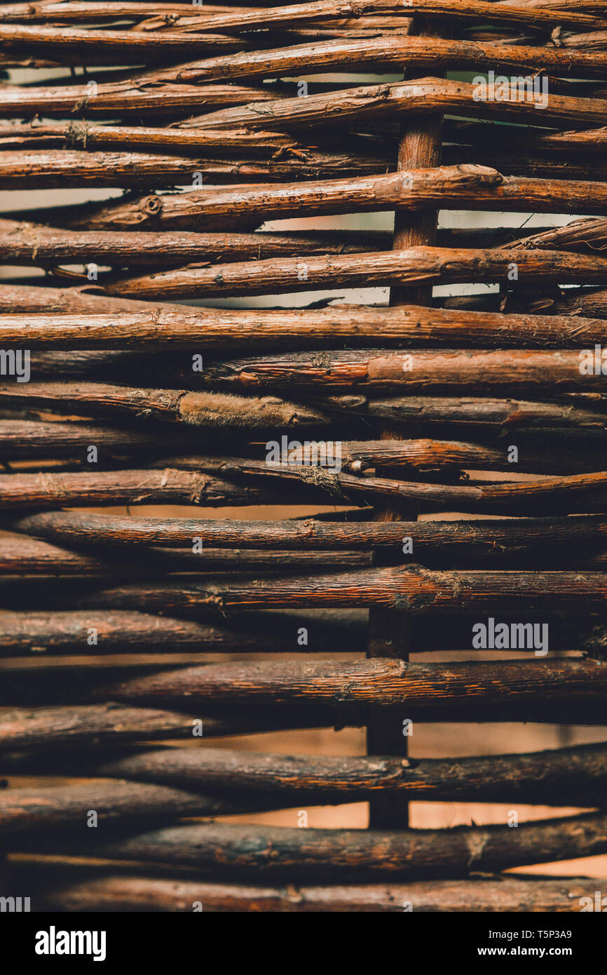 Organic woven willow wicker fence panel suitable for crafts, picnic or ...