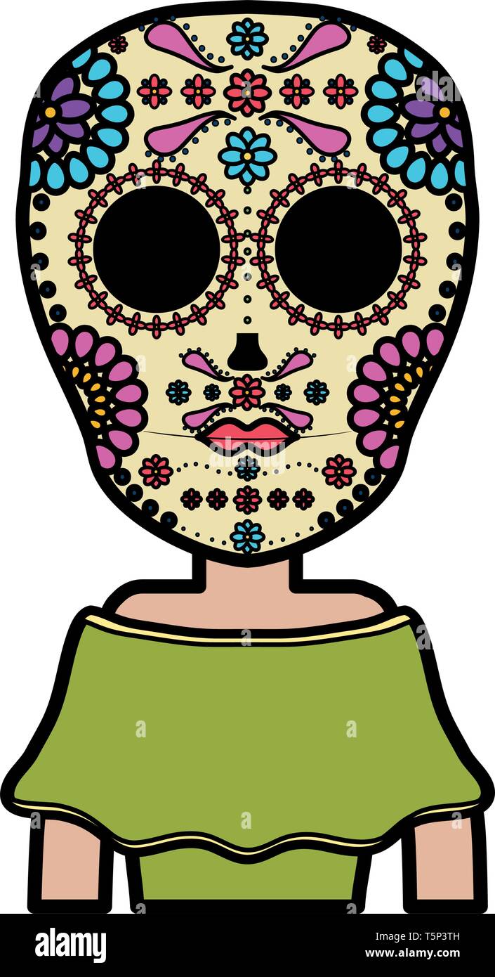 traditional katrina mexican character vector illustration design Stock ...