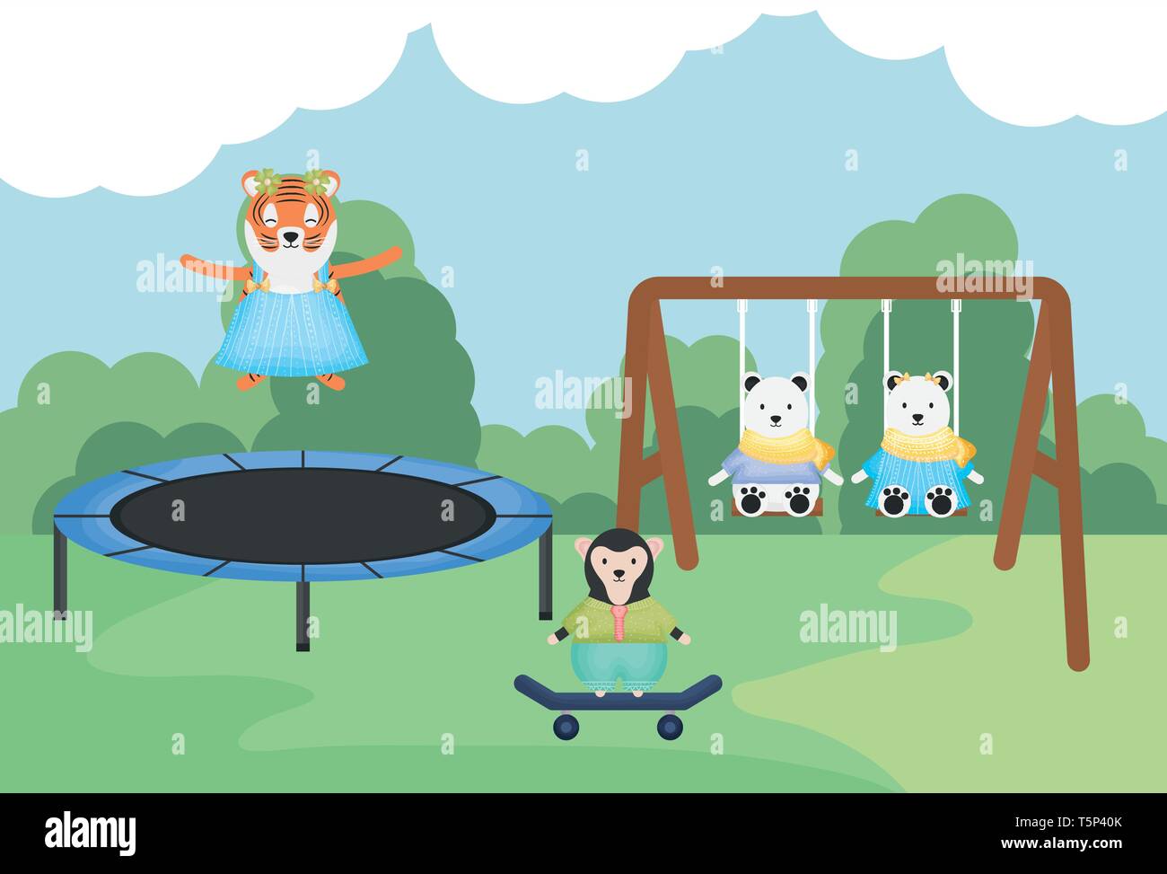 cute group animals childish characters vector illustration design Stock ...