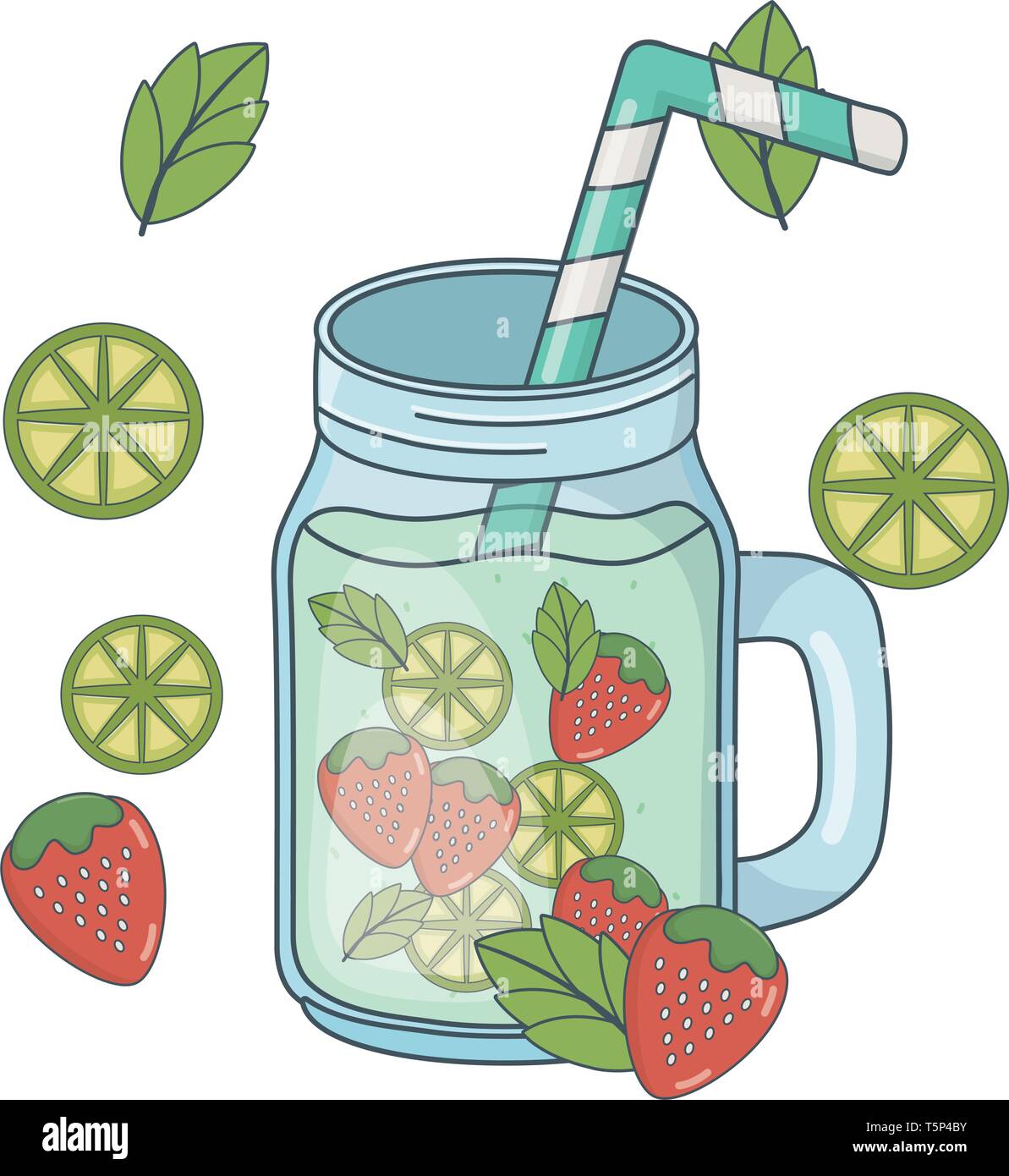 delicious healthy meal juice with fruits mix cartoon vector ...