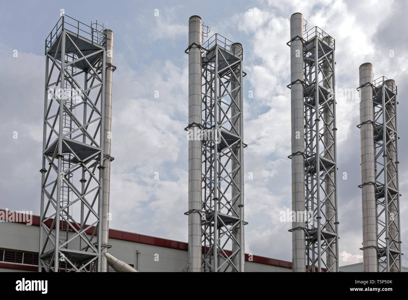 Chimney Tower Structure at Heating Plant Building Stock Photo - Alamy