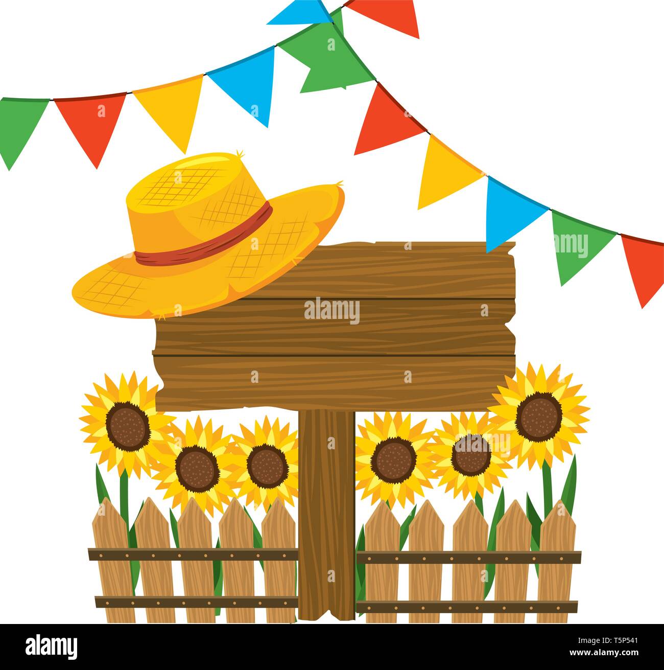 wooden sign frame with farm country style elements cartoon vector ...