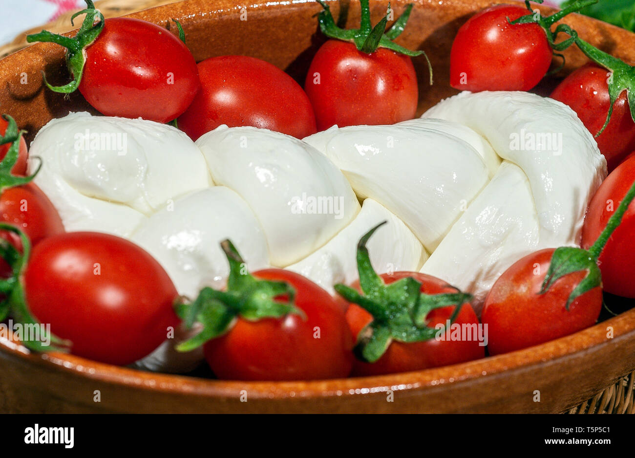 Italy Campania Mozzarella “ Treccia “ of Buffalo milk Stock Photo - Alamy