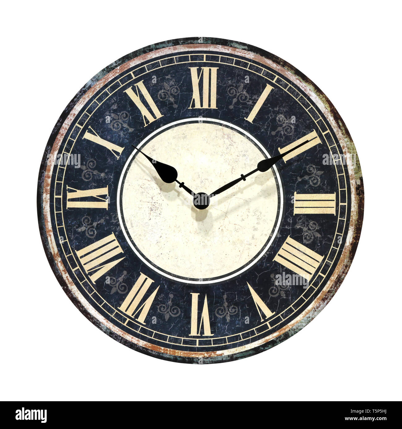 Retro grunge clock isolated with clipping path included Stock Photo - Alamy